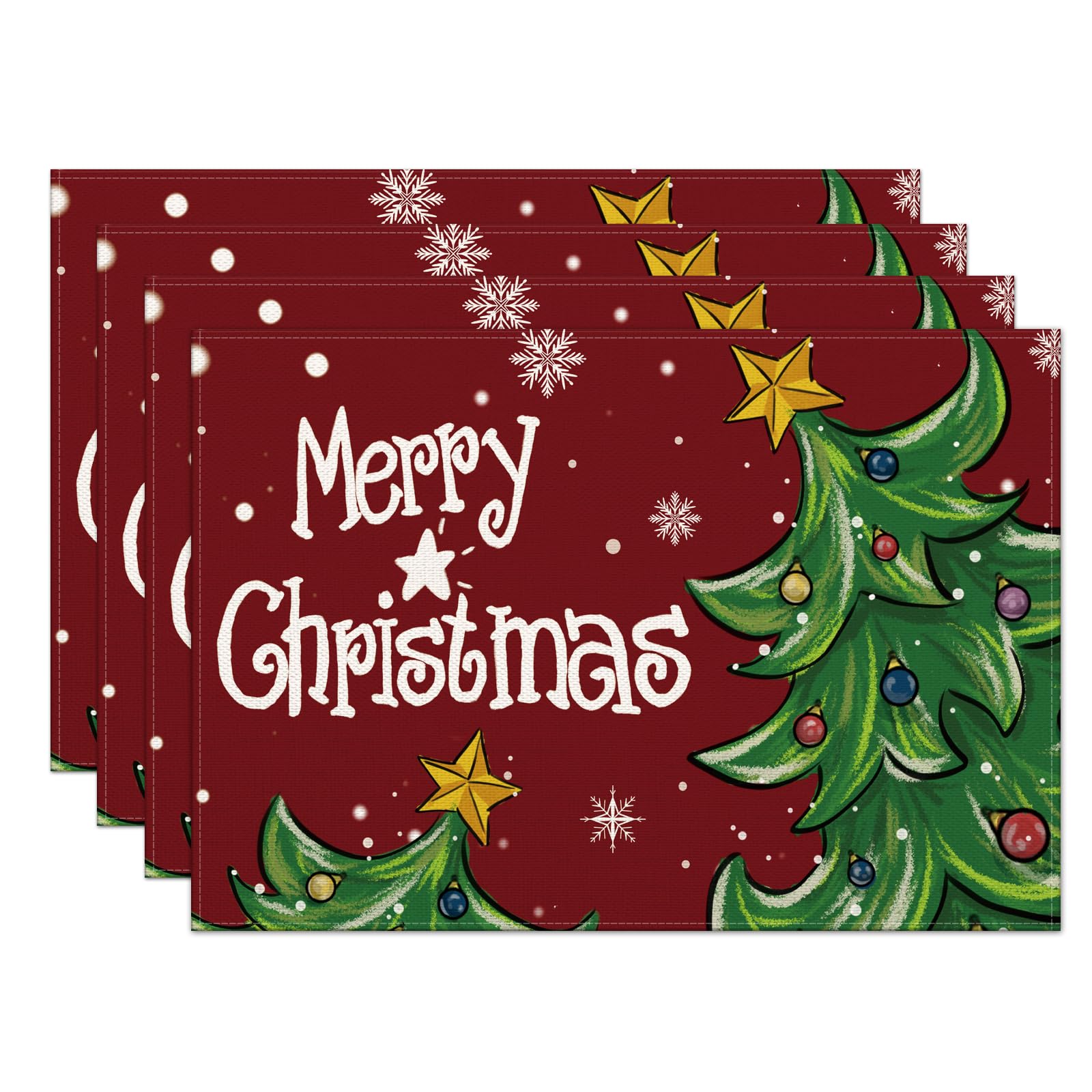 Amazon.com: Merry Christmas Placemats Set of 4, 12x18 Inch Red ...