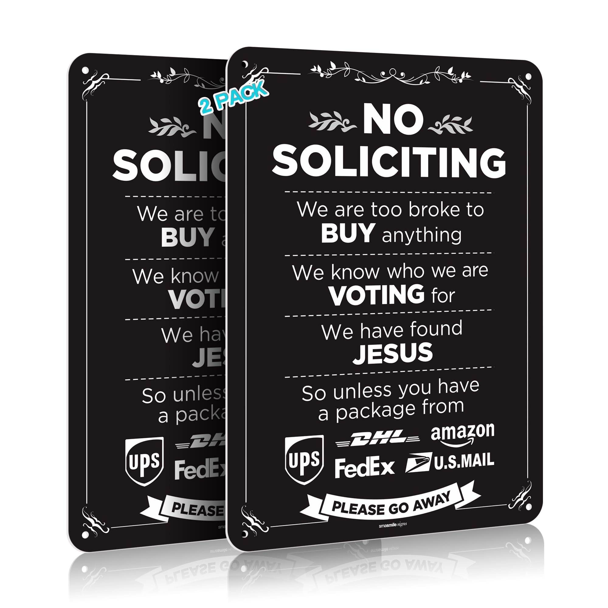 Snapklik.com : 2 Pack No Soliciting Sign For House Funny 8" X 5" No ...