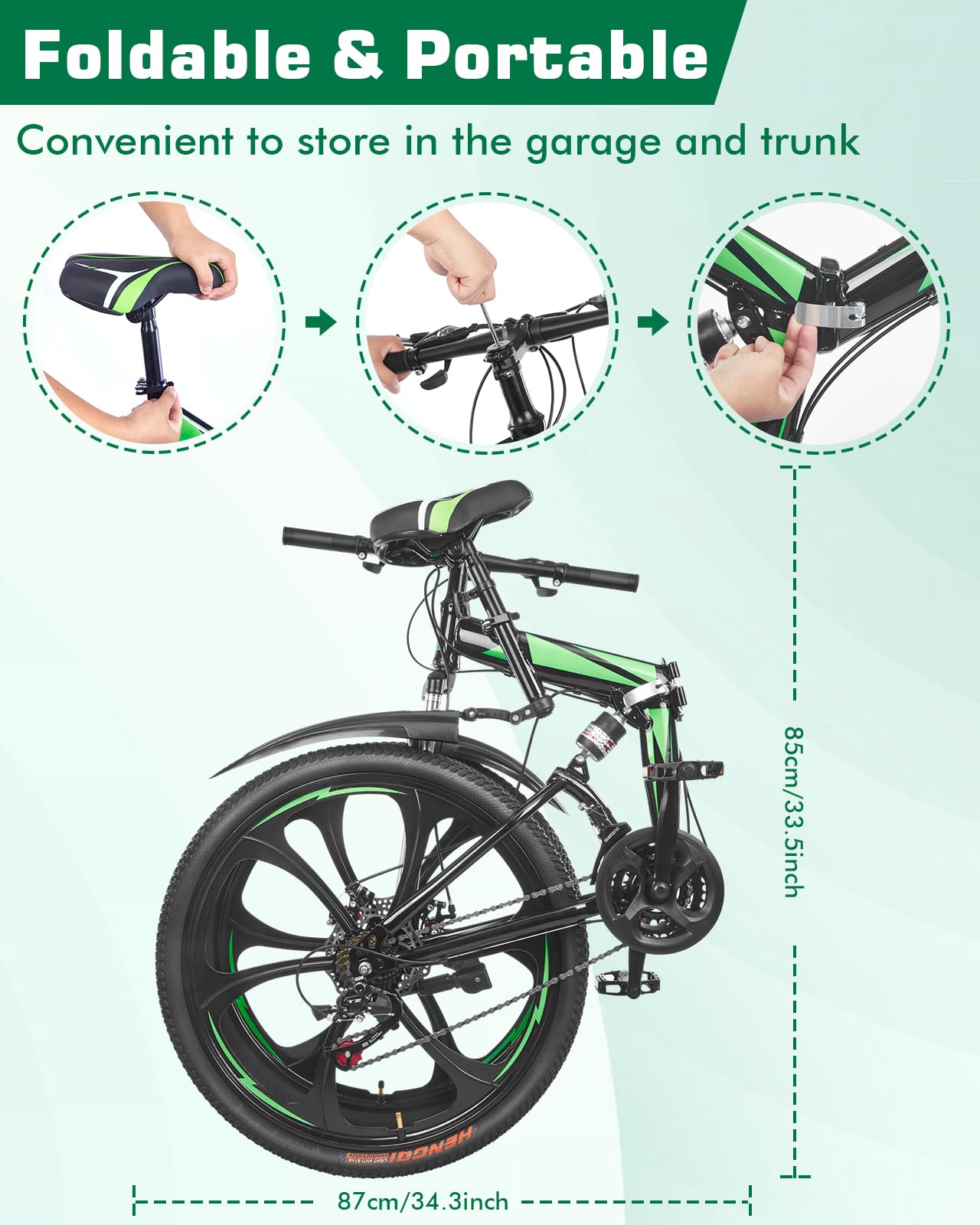 Snapklik.com : 26 Inch Folding Mountain Bike, Upgraded 24 Speed ...