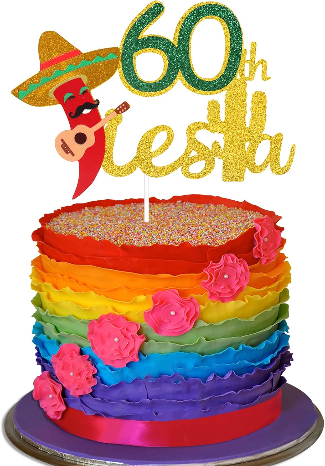 Amazon.com: Fiesta 60th Birthday Cake Topper - Taco Bout 60 Birthday ...