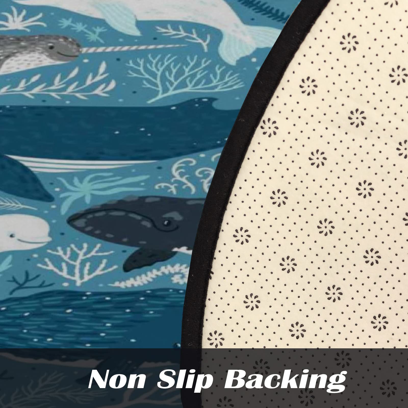 BVOGOS 3 Feet Blue Sea Whales Large Round Area Rug Ultra Soft Kids ...