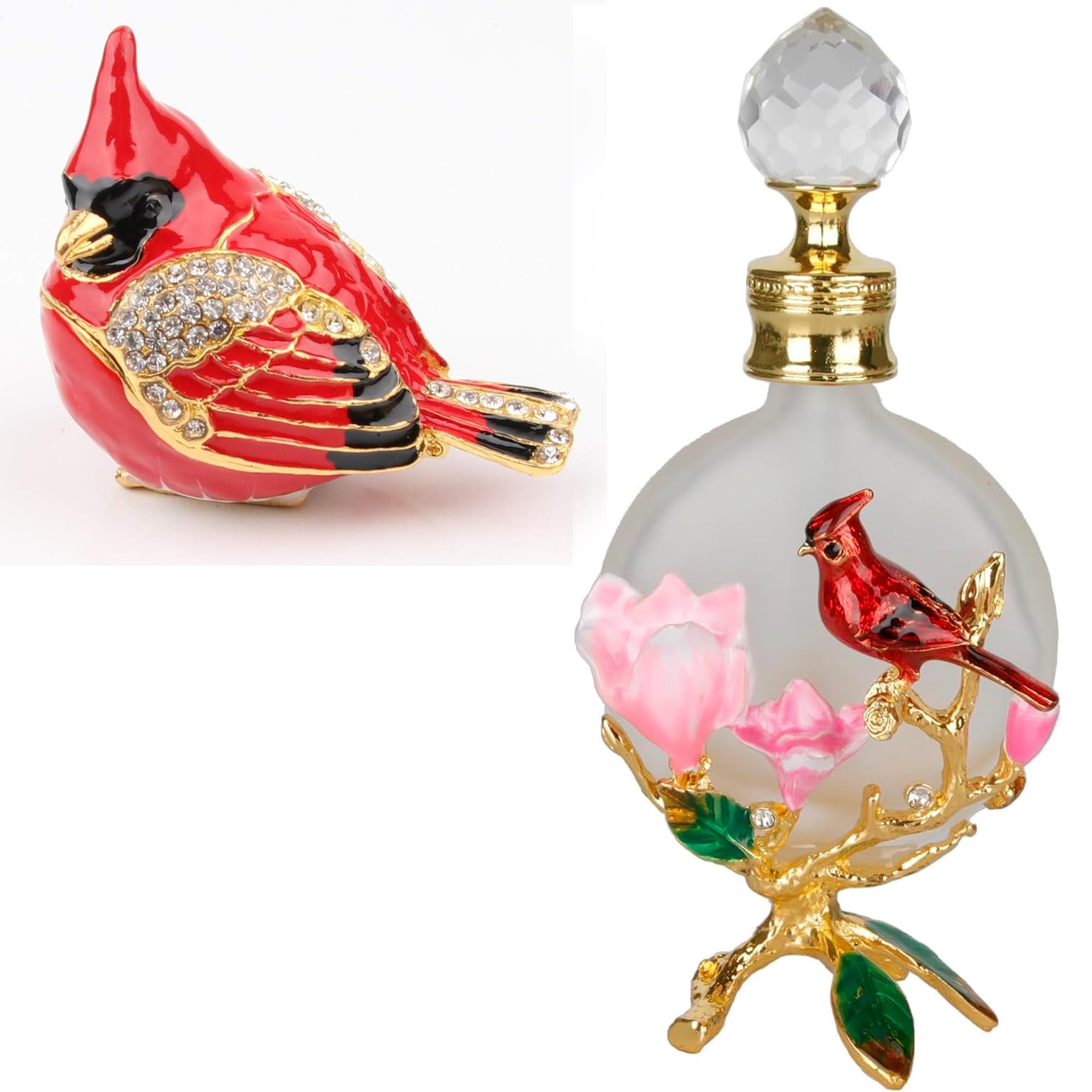 Amazon.com: SEVENBEES Christmas Red Cardinal Bird Jewelry Box and Red ...