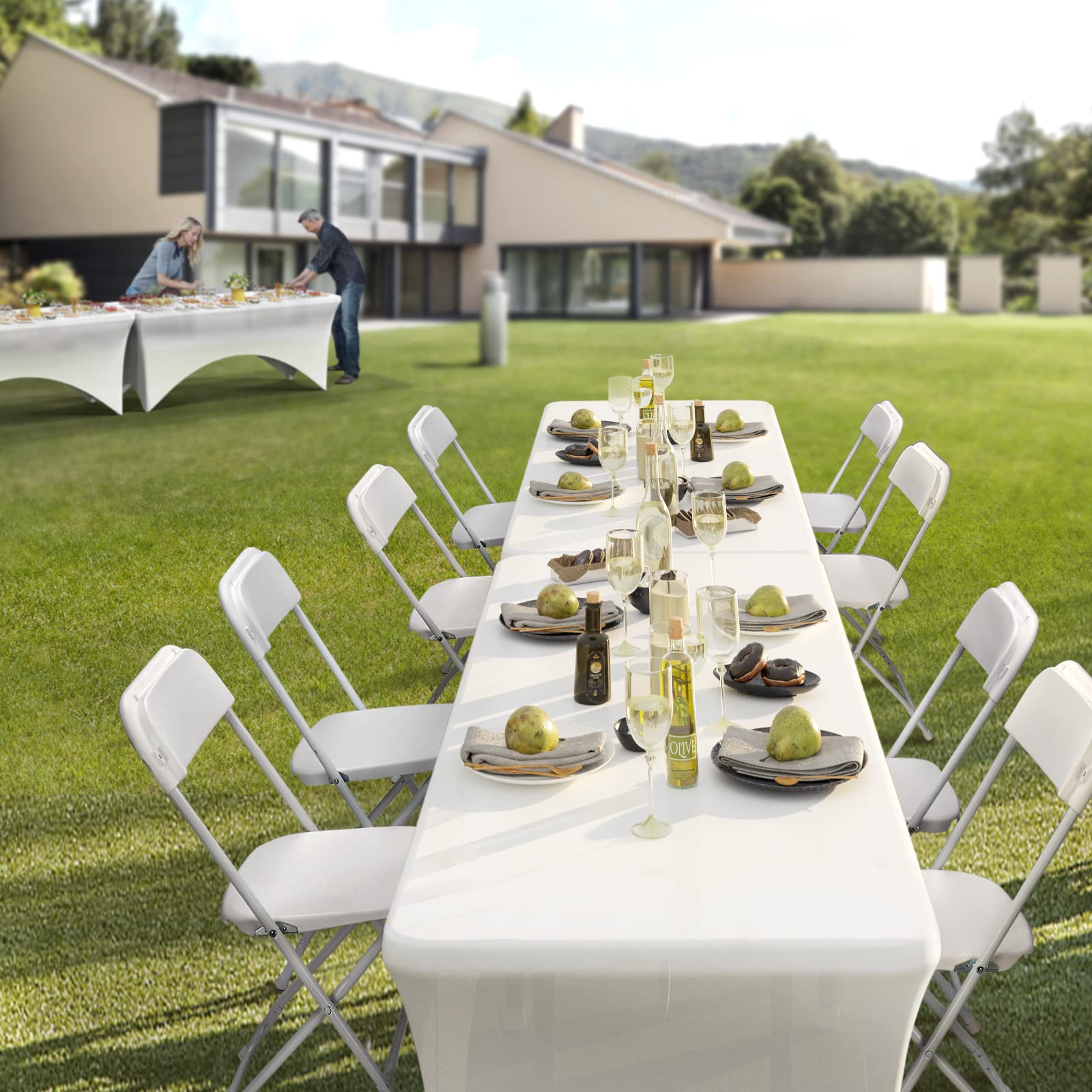 Snapklik.com : Folding Table 8ft, Portable Collapsible Plastic White ...
