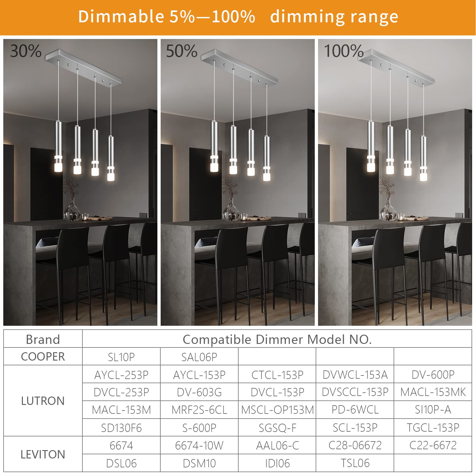 LIANGMH 4-Light Dining Room Modern Pendant Light Kitchen Fixture ...