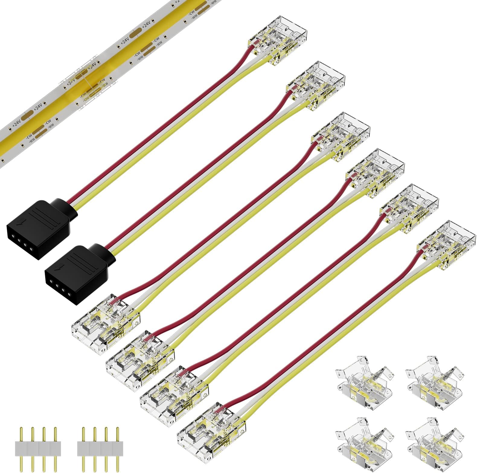 PAUTIX CCT COB LED Strip Connector Set for 10mm Width CCT Tunable COB ...