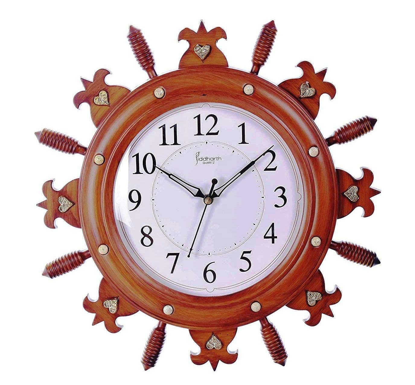 Buy LYONIC Siddharth Quartz Wall Clock in Wooden Color for Home,Living ...