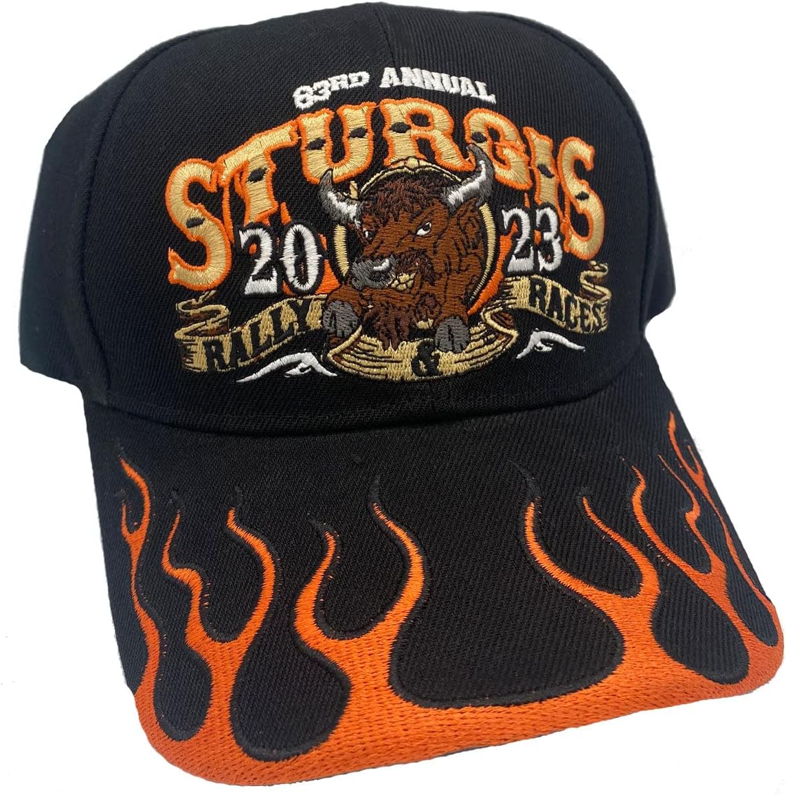 Amazon.com: 2023 Sturgis Motorcycle Rally & Races Buffalo Flame Hat ONE ...