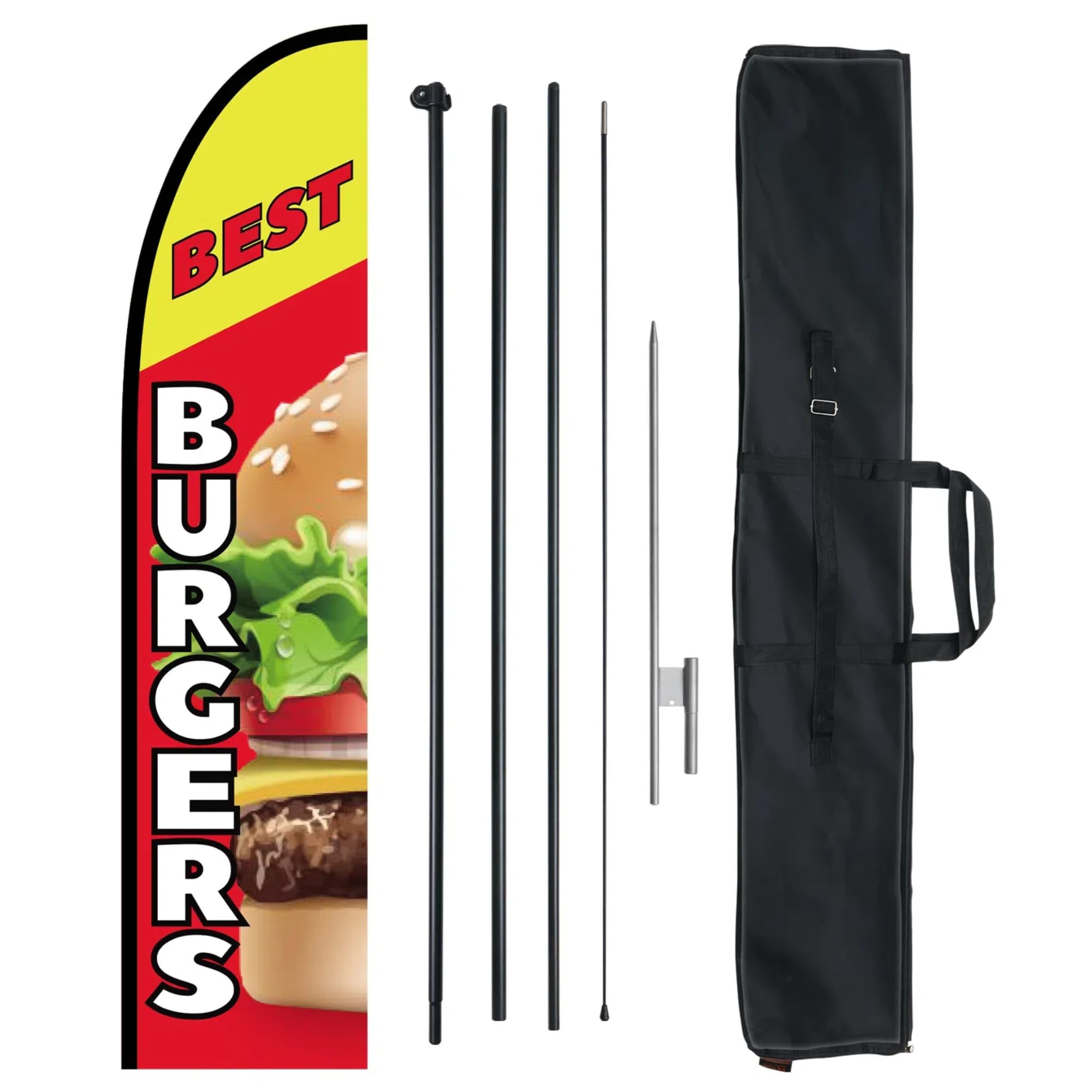 Amazon.com : VEVOR Burgers Feather Flag with Pole Kit, 16.3 Feet ...