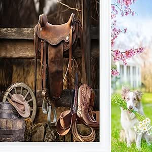 Western Cowboy Window Clings,Retro West Traditional Style Barn Door ...