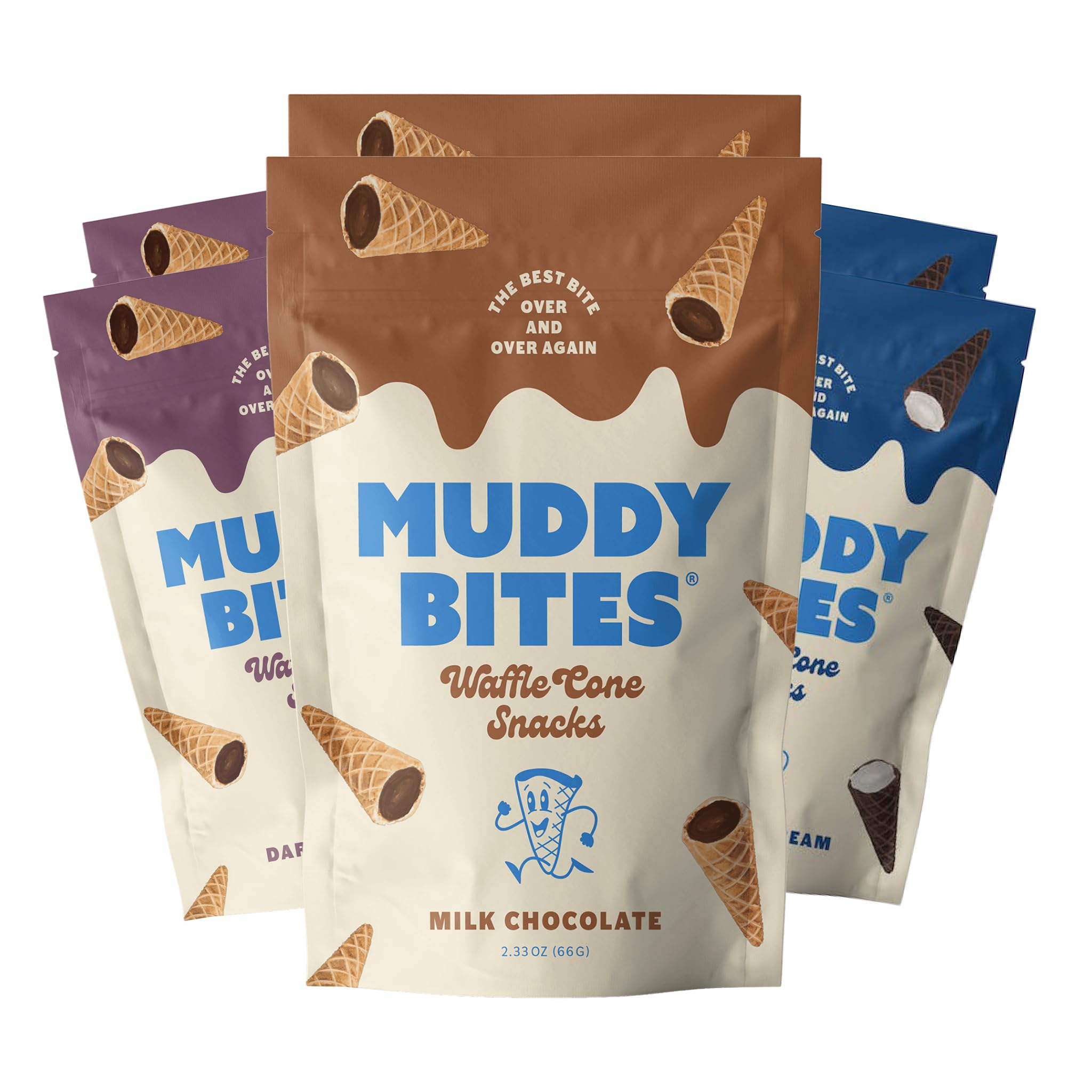 Amazon.com: Muddy Bites Waffle Cone Snacks Bite Sized Chocolate Filled ...