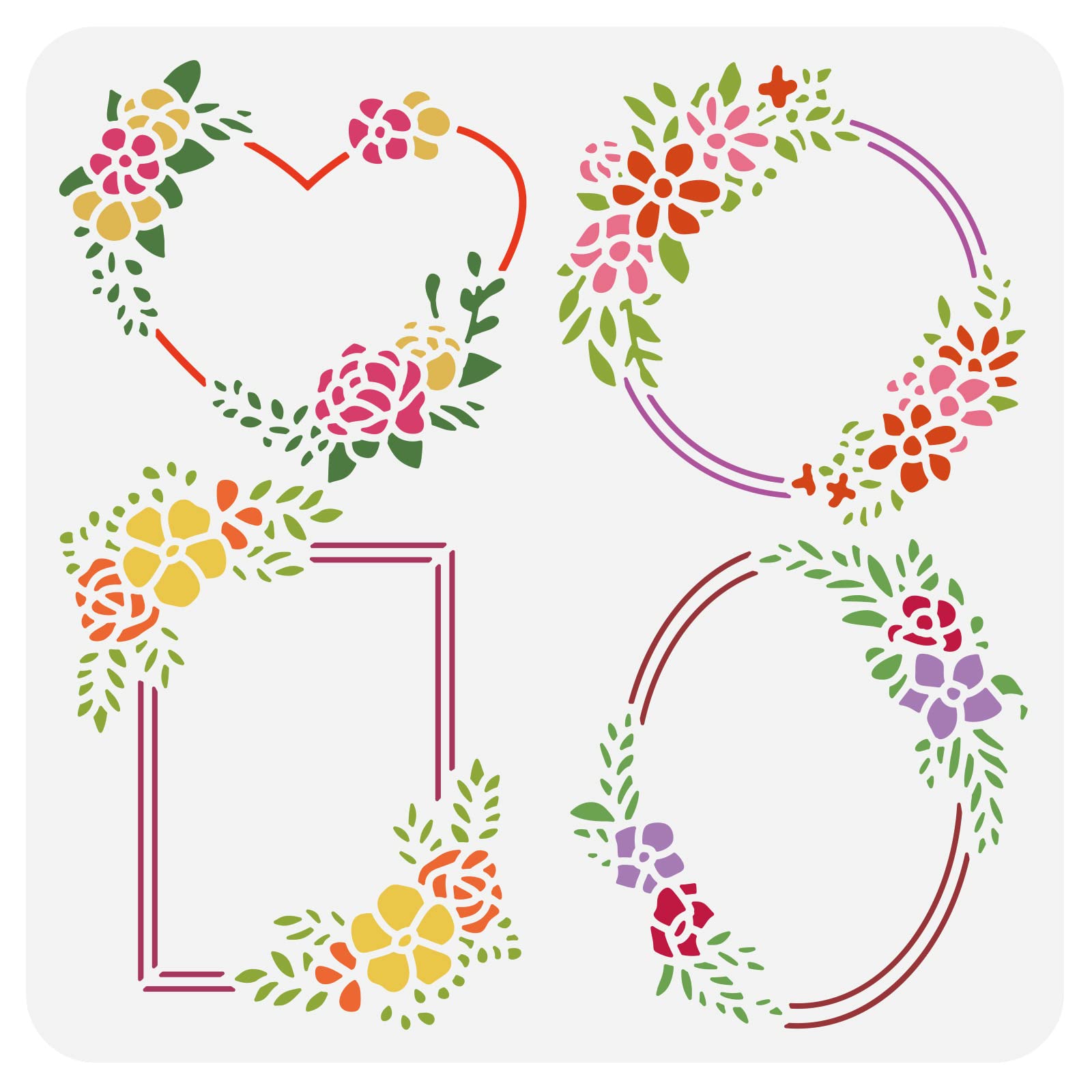 Amazon.com: BENECREAT Flower Frame Stencils, 12x12" Flower Wreath ...