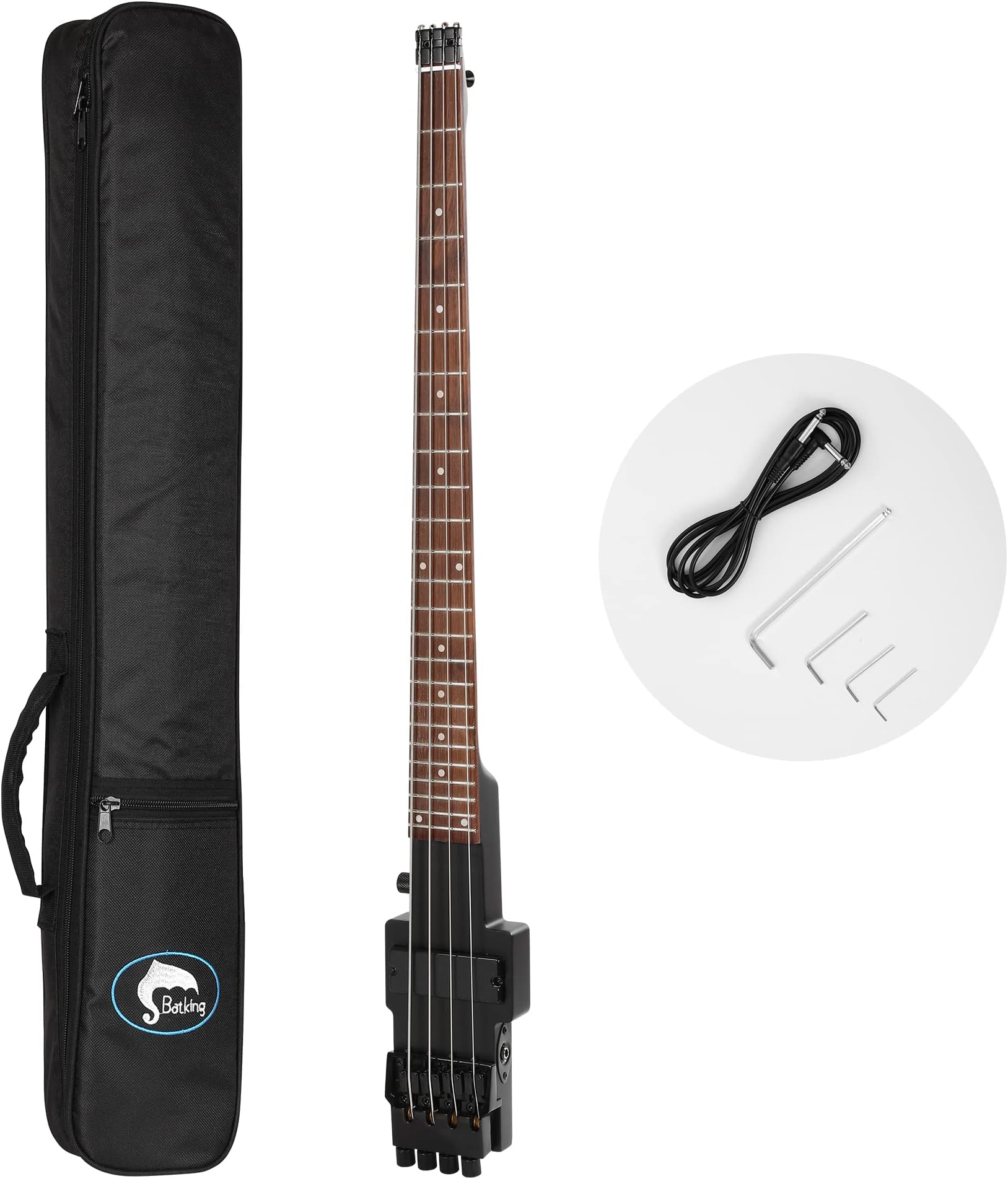 Amazon.co.jp: Batking Travel Electric Bass Headless 4 String Bass with ...