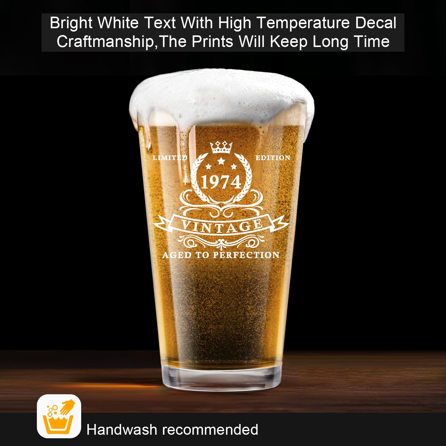 Snapklik.com : 50th Birthday Gifts For Men Women 16oz,1974 Beer Glass ...