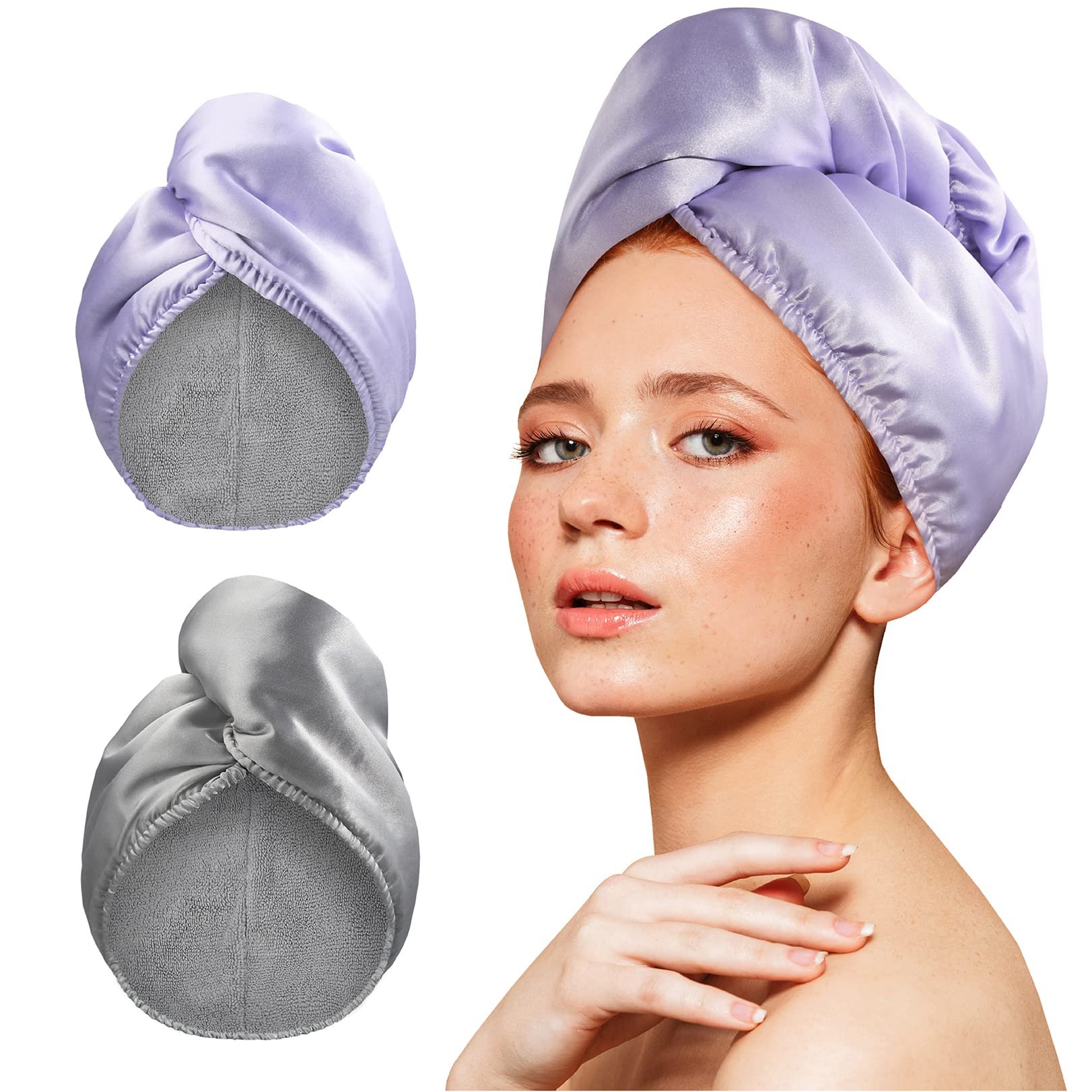 Amazon.com : YoulerTex Microfiber Hair Towel Wrap Turban 2Pack Head ...