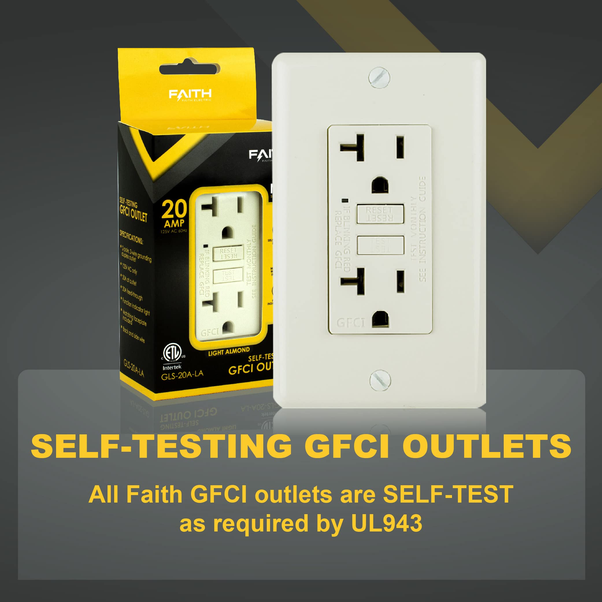 Snapklik.com : Faith 20A GFCI Outlet, ETL Listed, Non-Tamper-Resistant ...