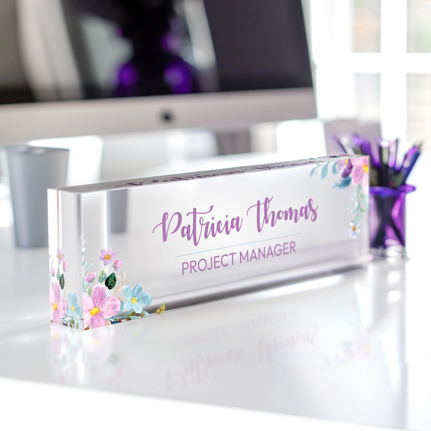 Amazon.com: Customized Desk Name Plate - Personalized Acrylic Office ...