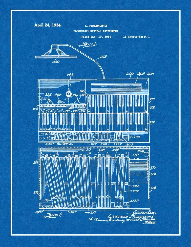 Amazon.com - Electrical Musical Instrument Patent Print Blueprint with ...