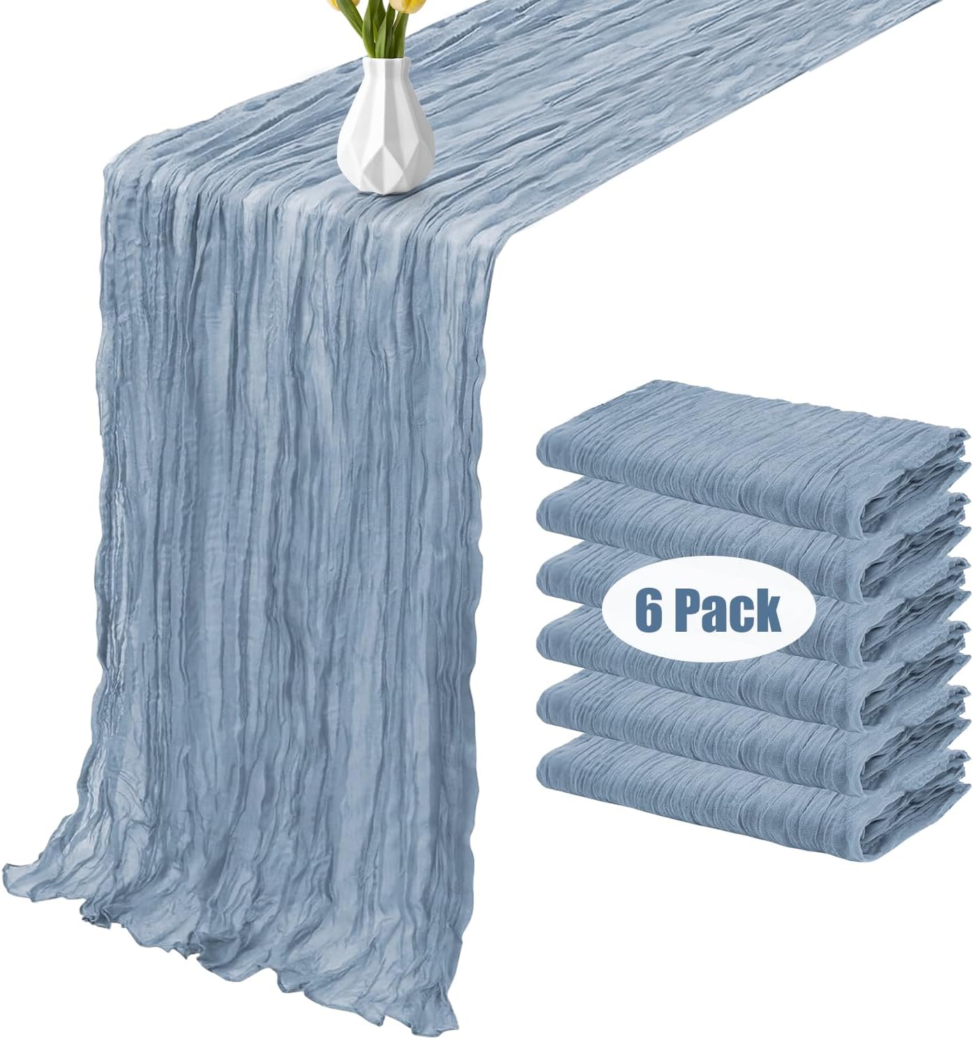 Amazon.com: 6 Pack Dusty Blue Cheesecloth Table Runner Gauze Table ...