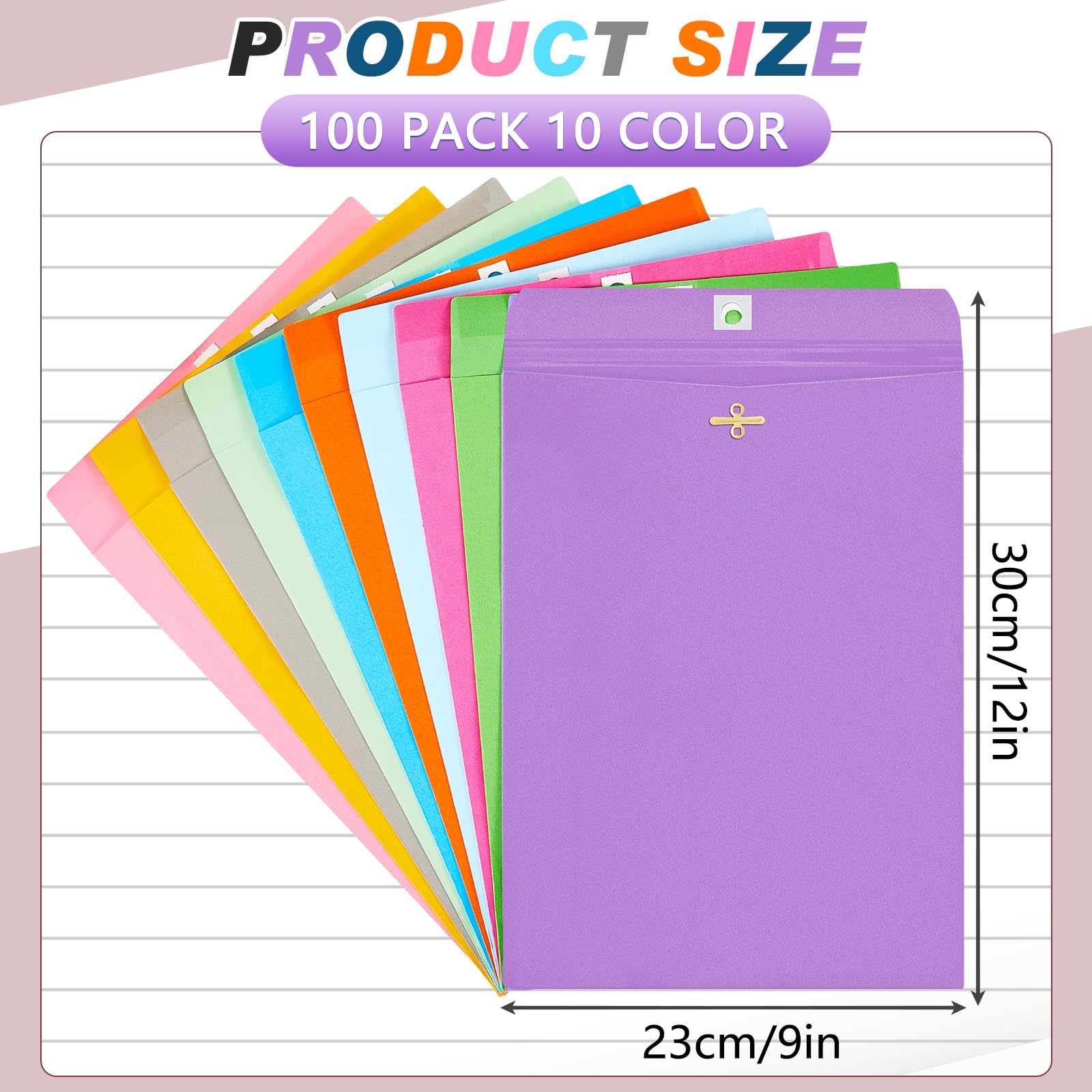 Clasp Manila Envelopes 9x12 Geyee 100 Pcs Black Inches - Gummed & Metal ...