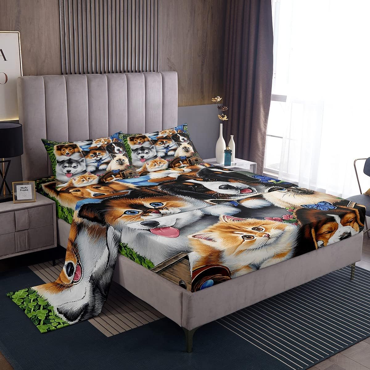 Amazon.com: Cat Sheet Sets King Size for Boys Girls Kids Kawaii Bedding ...
