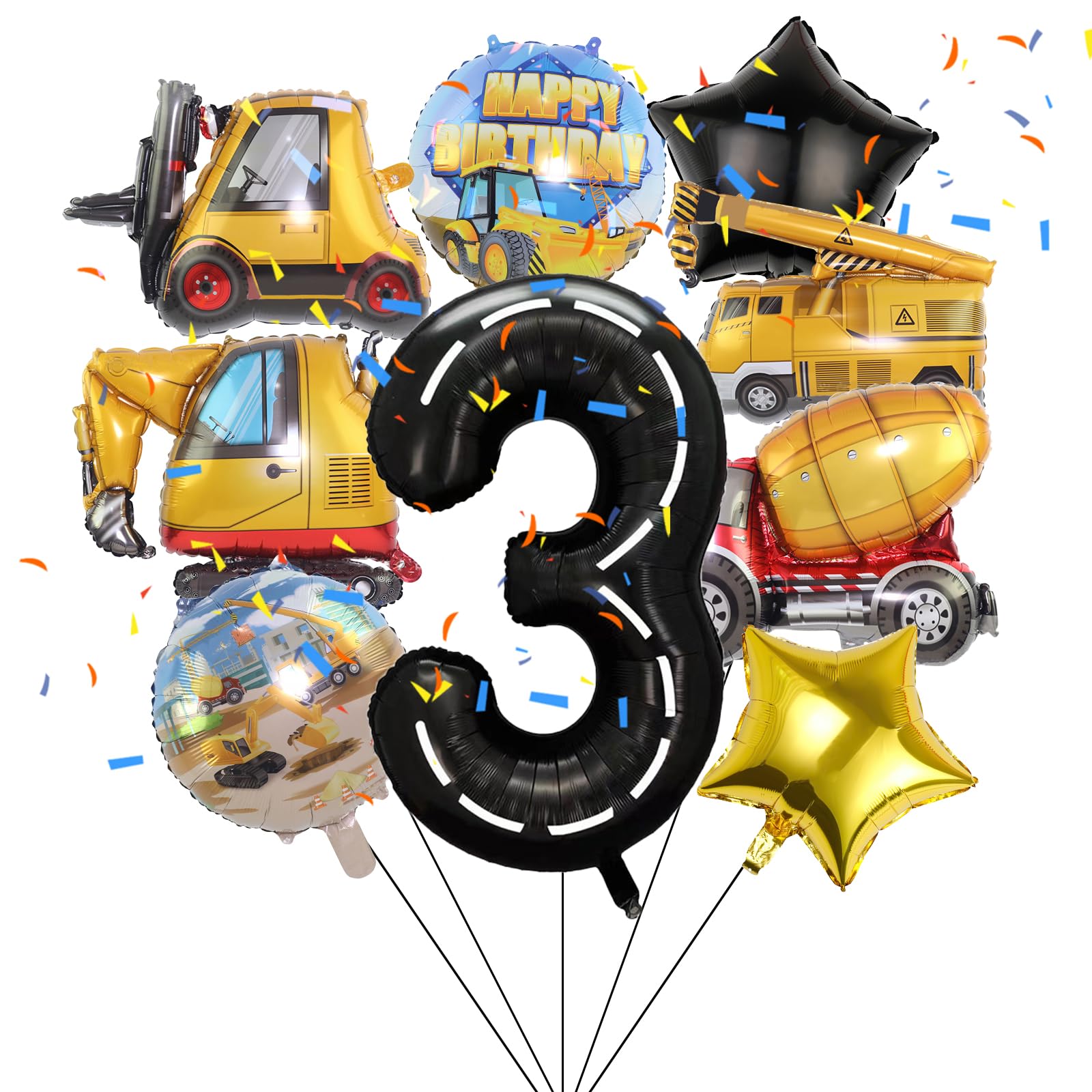 Amazon.com: Construction 3rd Birthday Party Decorations, 9pcs ...