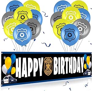 Amazon.com: Police Birthday Party Decorations for Boys Teens Police ...