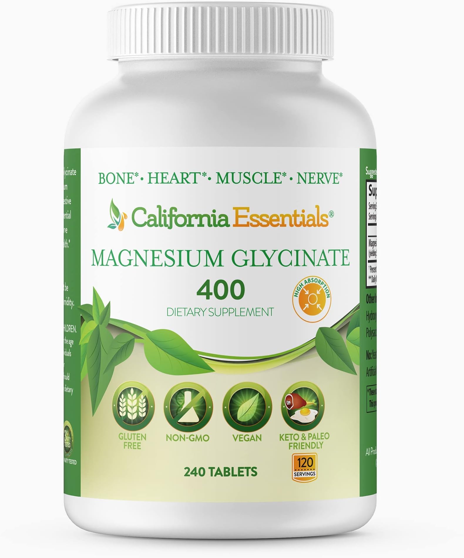 Amazon.com: Magnesium Glycinate 400mg | High Absorption Formula for ...