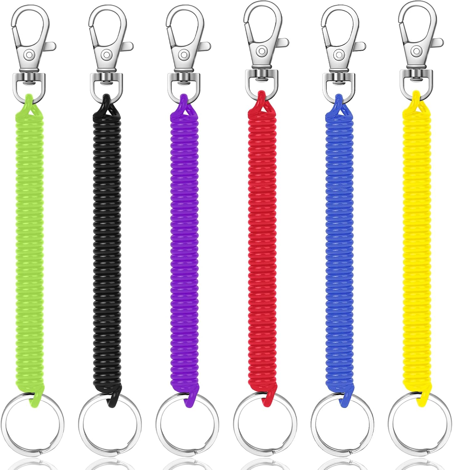 Amazon.com: 6PCS Spiral Retractable Spring Coil Keychain Retractable ...