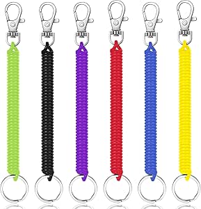Amazon.com: 6PCS Spiral Retractable Spring Coil Keychain Retractable ...