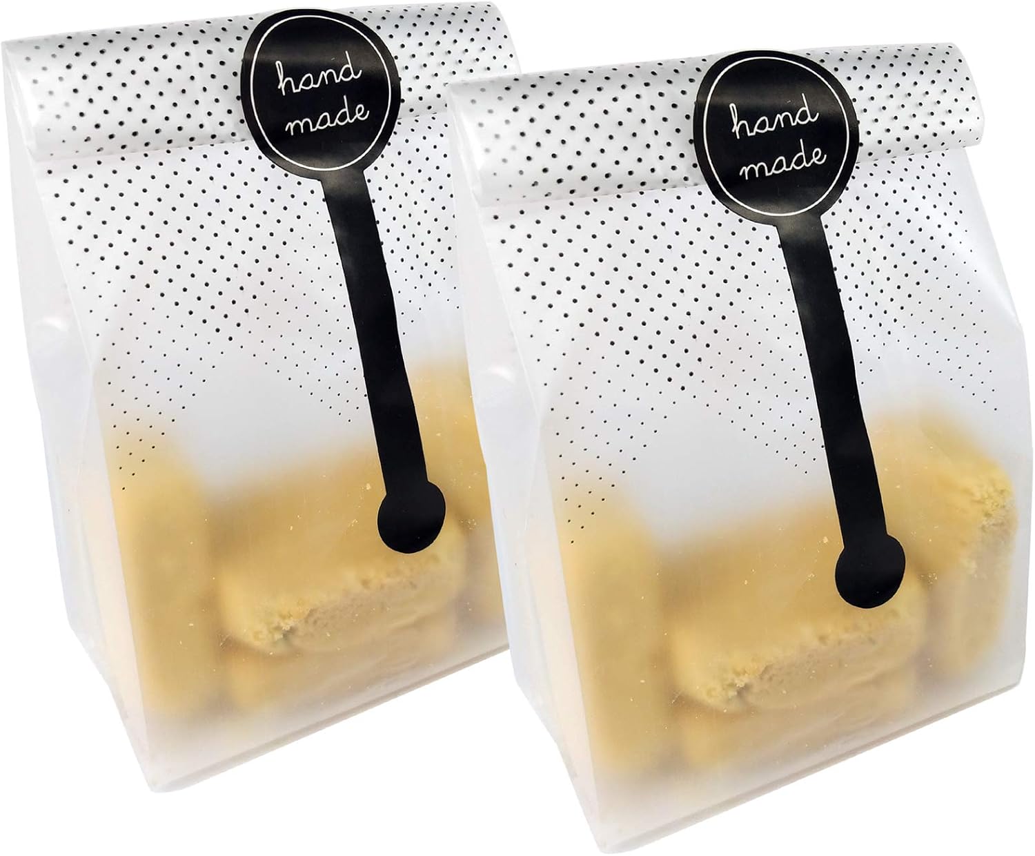 Amazon.com: Prudance 100 PCS Translucent Plastic Cookie Bags with 100 ...