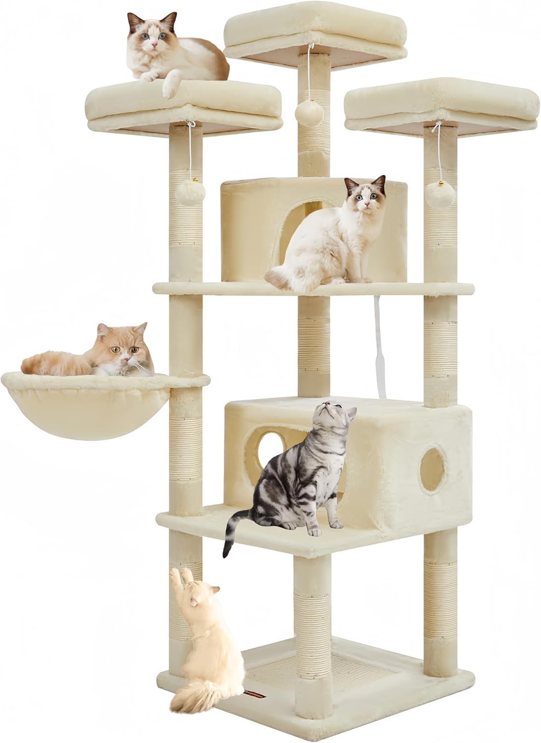 Amazon.com : Taoqimiao Cat Tree, 62.2-Inch Cat Tower for Indoor Cats ...