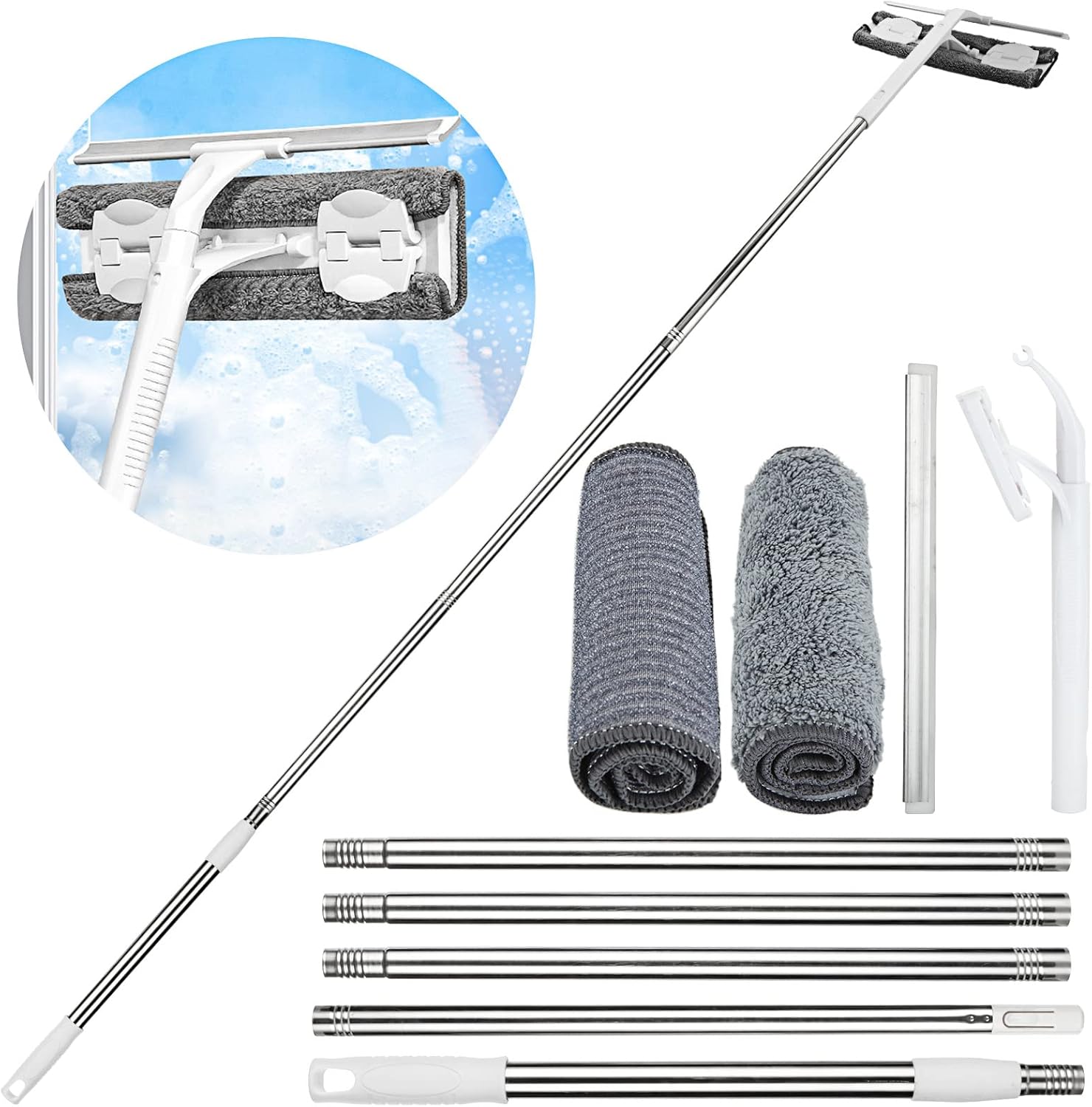 AKOLAFE Telescopic Window Cleaner Extendable Professional Window ...