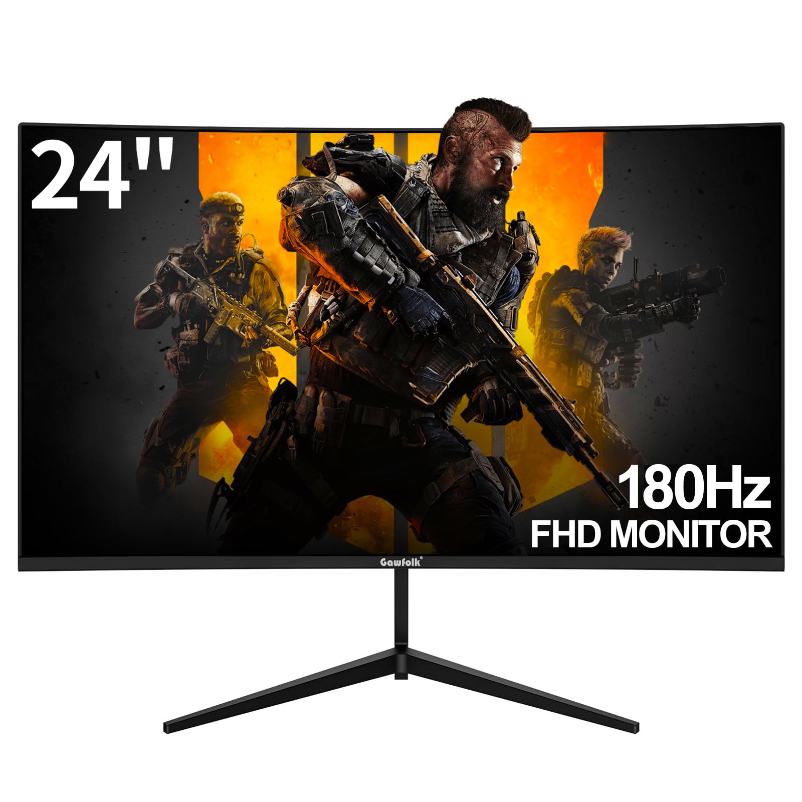 Gawfolk Monitor 24 inch 180hz Curved Gaming FHD 1080P Frameless ...