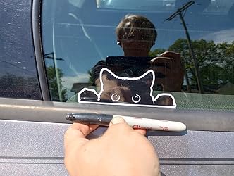 Amazon.com - Peeking Sneaky Cat Sticker Funny Vinyl Waterproof, 5in ...