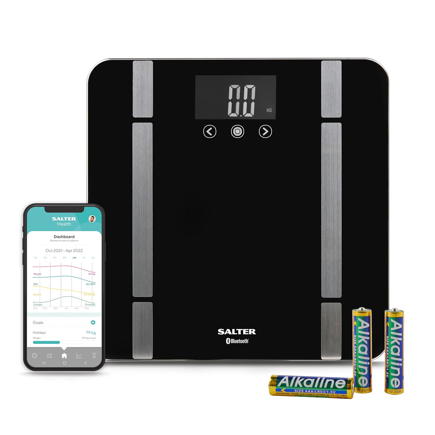 Salter SA00432FEU6 Smart Digital Bathroom Scale -Bluetooth Connect to ...