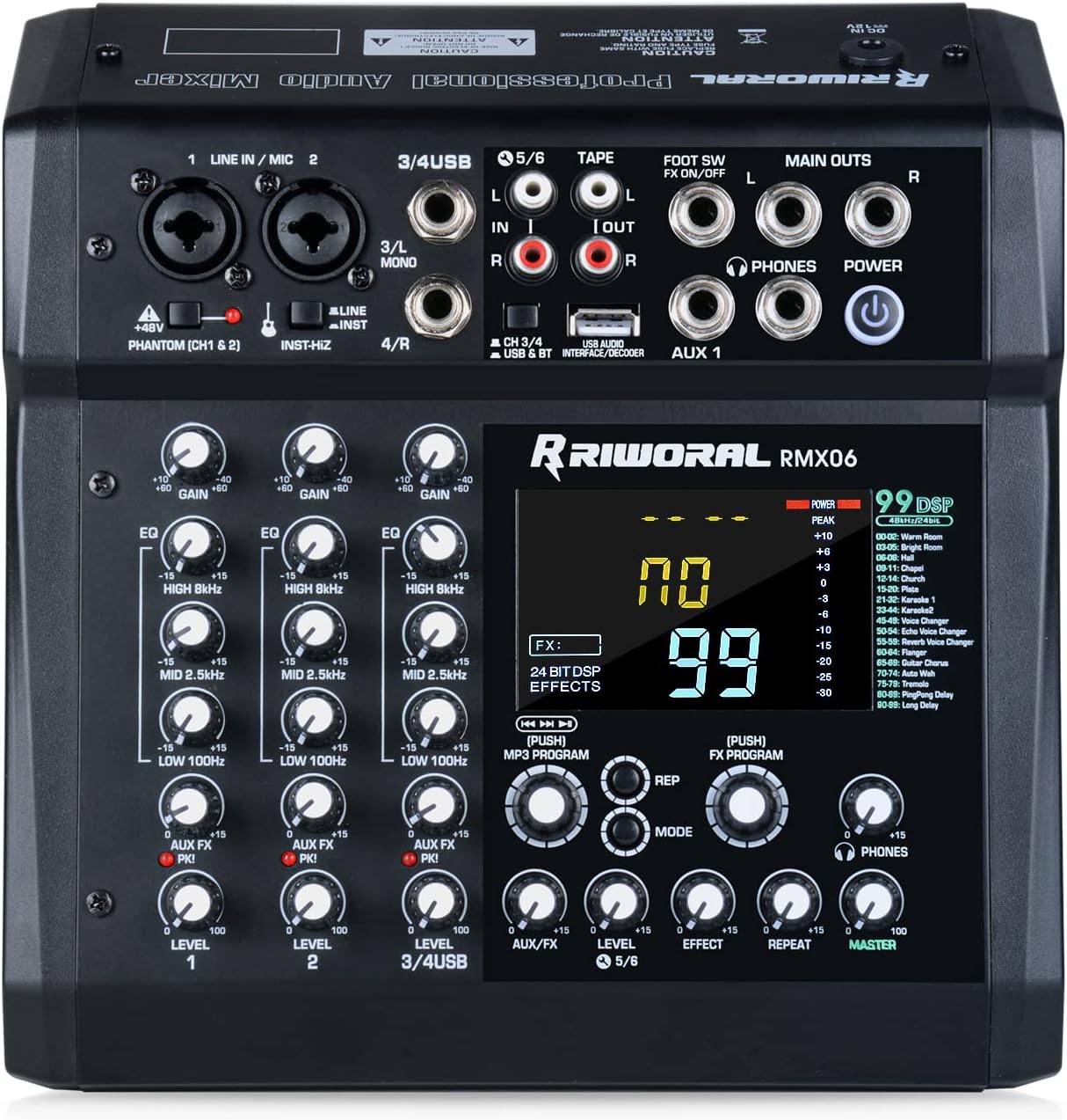 Amazon.com: 4 Channel Audio Interface DJ Mixer Sound Board Console USB ...