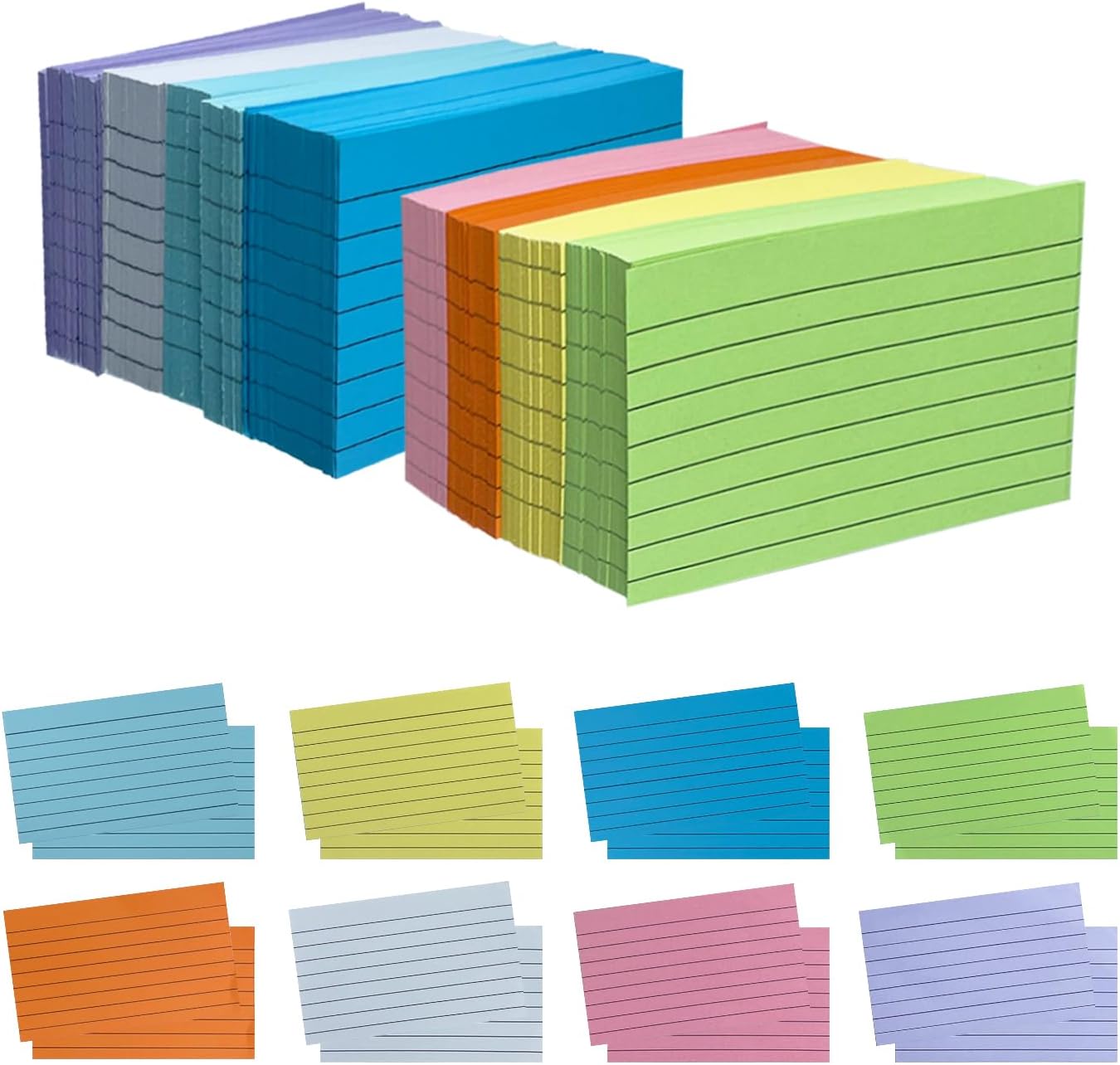 Amazon.com : Tecmisse Multicolor Index Cards, 600 Sheets Flash Cards ...