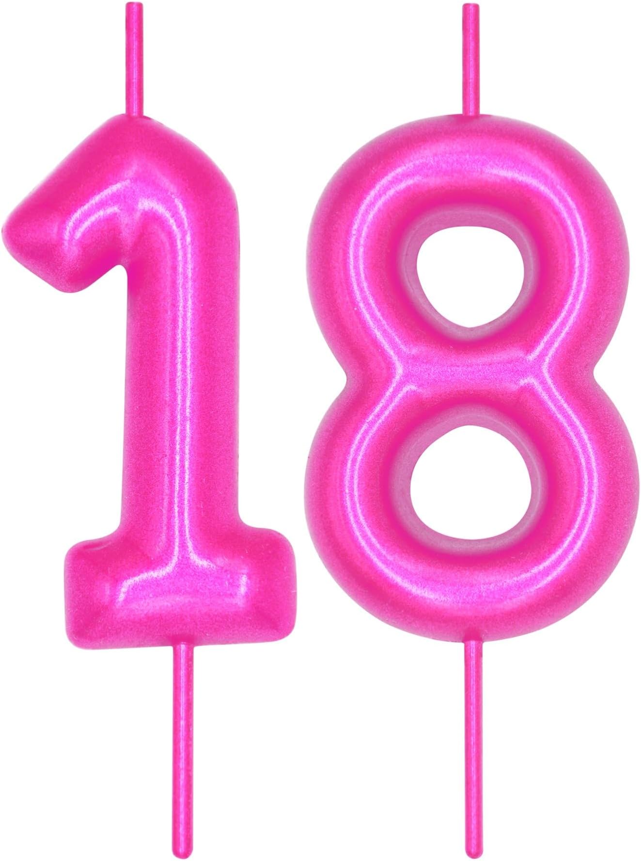 Amazon.com: Zi Lan 18th Birthday Candles, Rose Pink Birthday Number 18 ...
