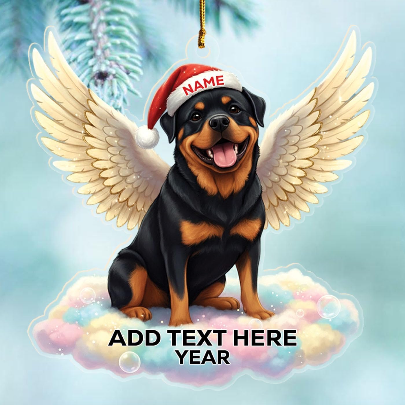 Amazon.com: Custom Year Text Name Rottweiler Shaped Christmas Ornament ...