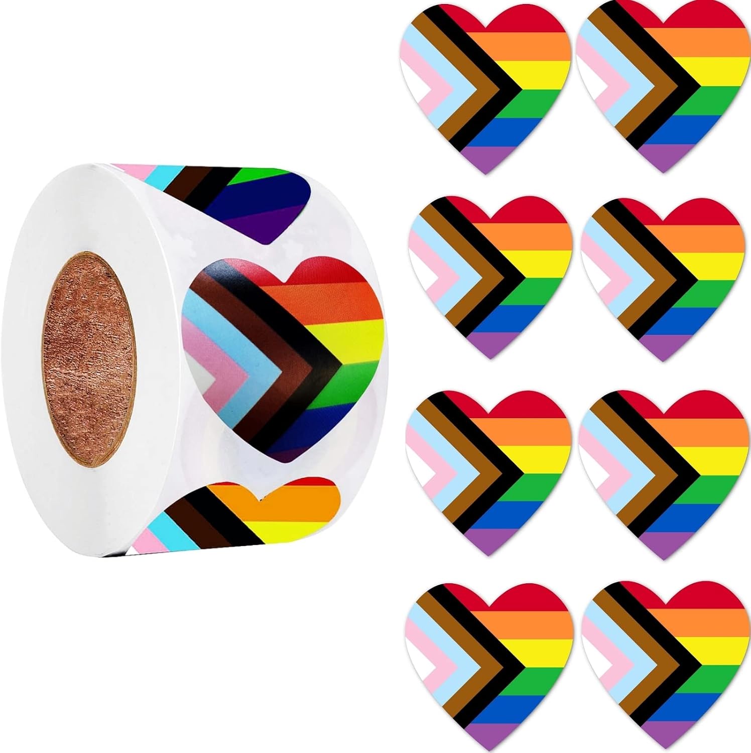 Amazon.com: 600pcs Pride Stickers, Progress Pride Rainbow Heart ...
