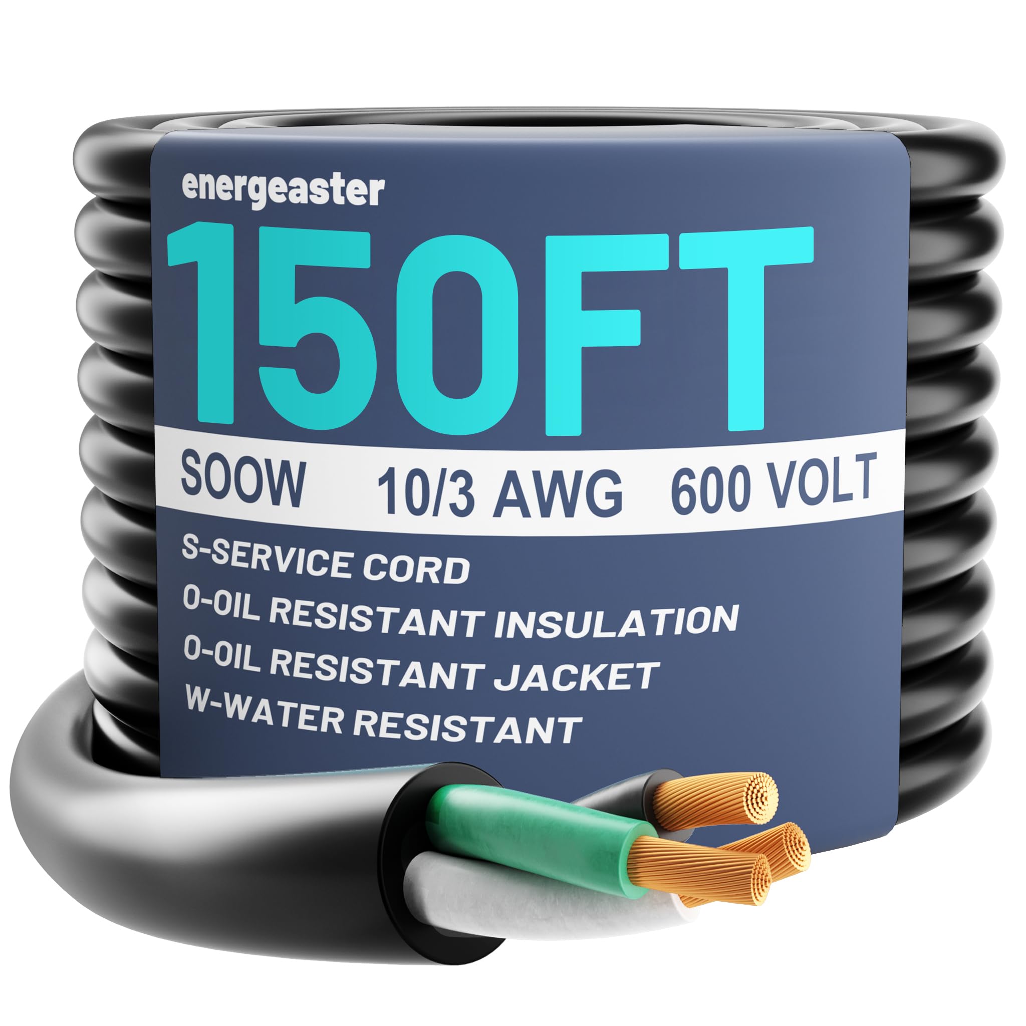 Portable Electrical Wire 3 Conductor SOOW 600V 10 Gauge Heavy Duty ...