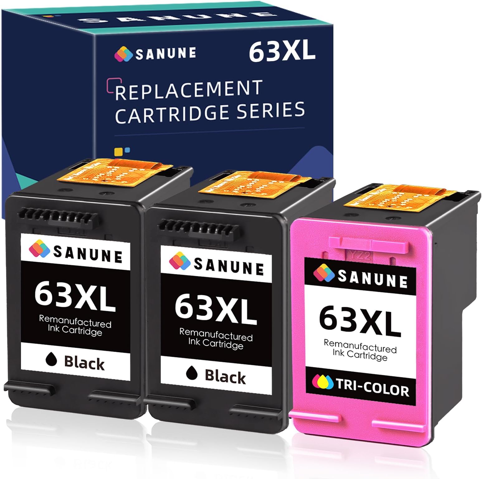 SANUNE 63XL Ink Cartridge Remanufactured for HP 63 63XL Ink Cartridges ...