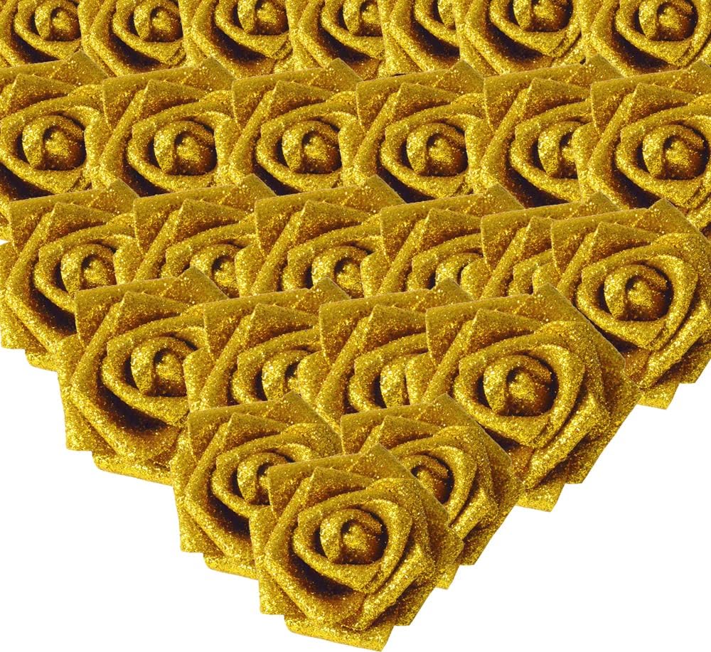Amazon.com: Worldoor Artificial Flowers, 25pcs Foam Glitter Roses ...