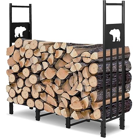 Amazon.com: Mr IRONSTONE 4ft Firewood Rack, Outdoor Wood Rack for ...