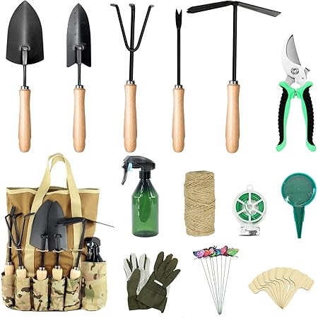 Amazon.com : 9-Piece Garden Tools Set with Gloves and Colorful Tote ...