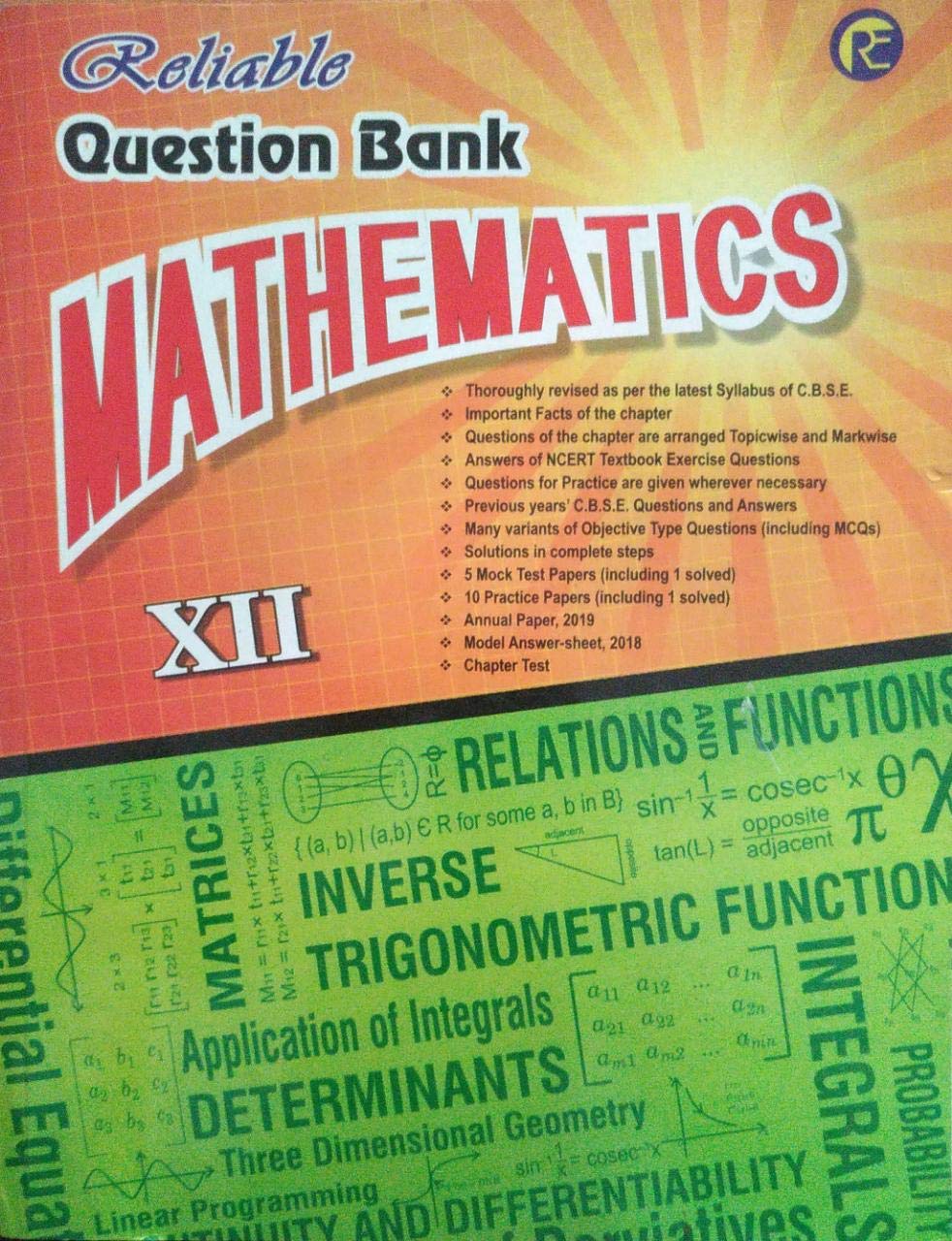 Reliable CBSE Question Bank Mathematics Class 12th [Paperback] Reliable ...