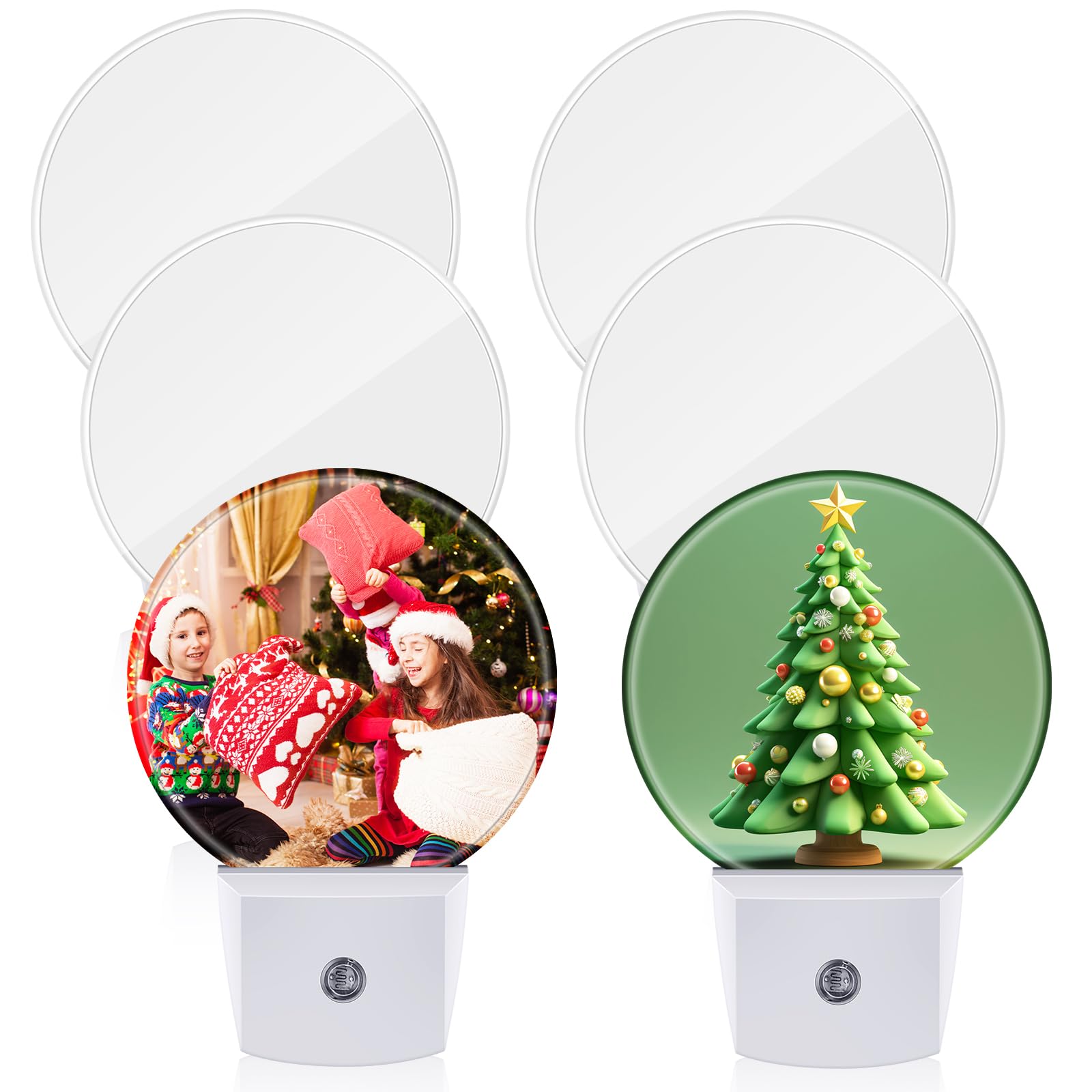 Tujoe 6 Pcs Christmas Tree Night Light Plug in Night Light Sublimation ...