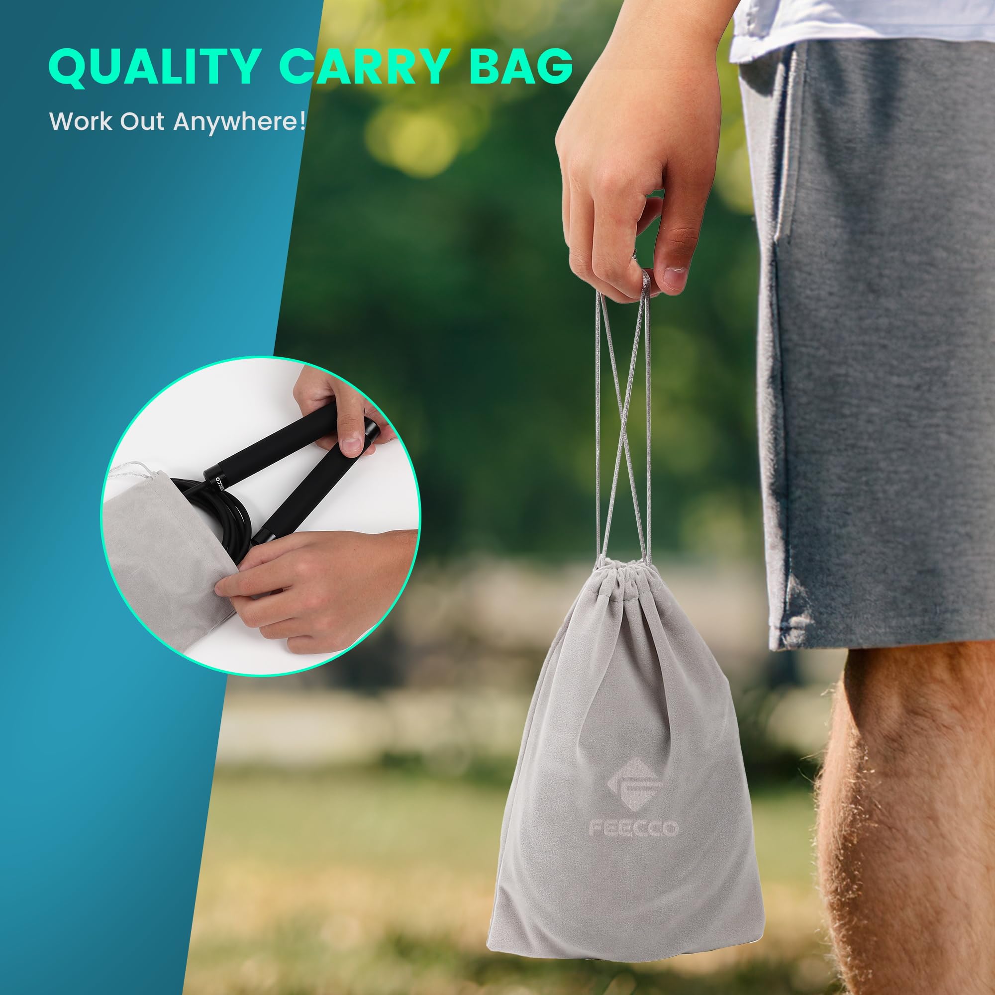 FEECCO 1/2 lb Weighted Jump Rope for Boxing, Cardio, Crossfit Workout ...