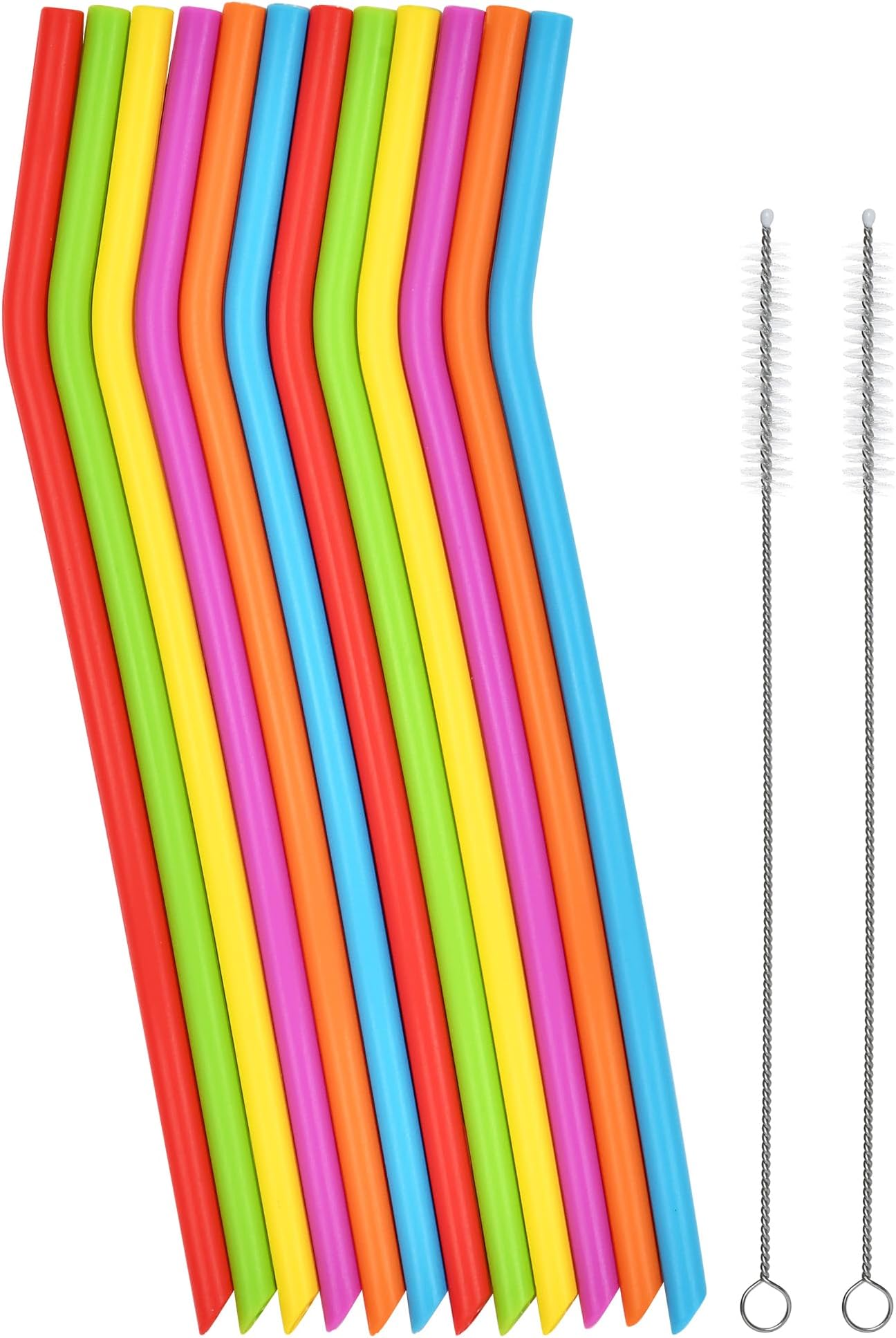 Amazon.com: Hiware Reusable Silicone Straws, Long Flexible Silicone ...
