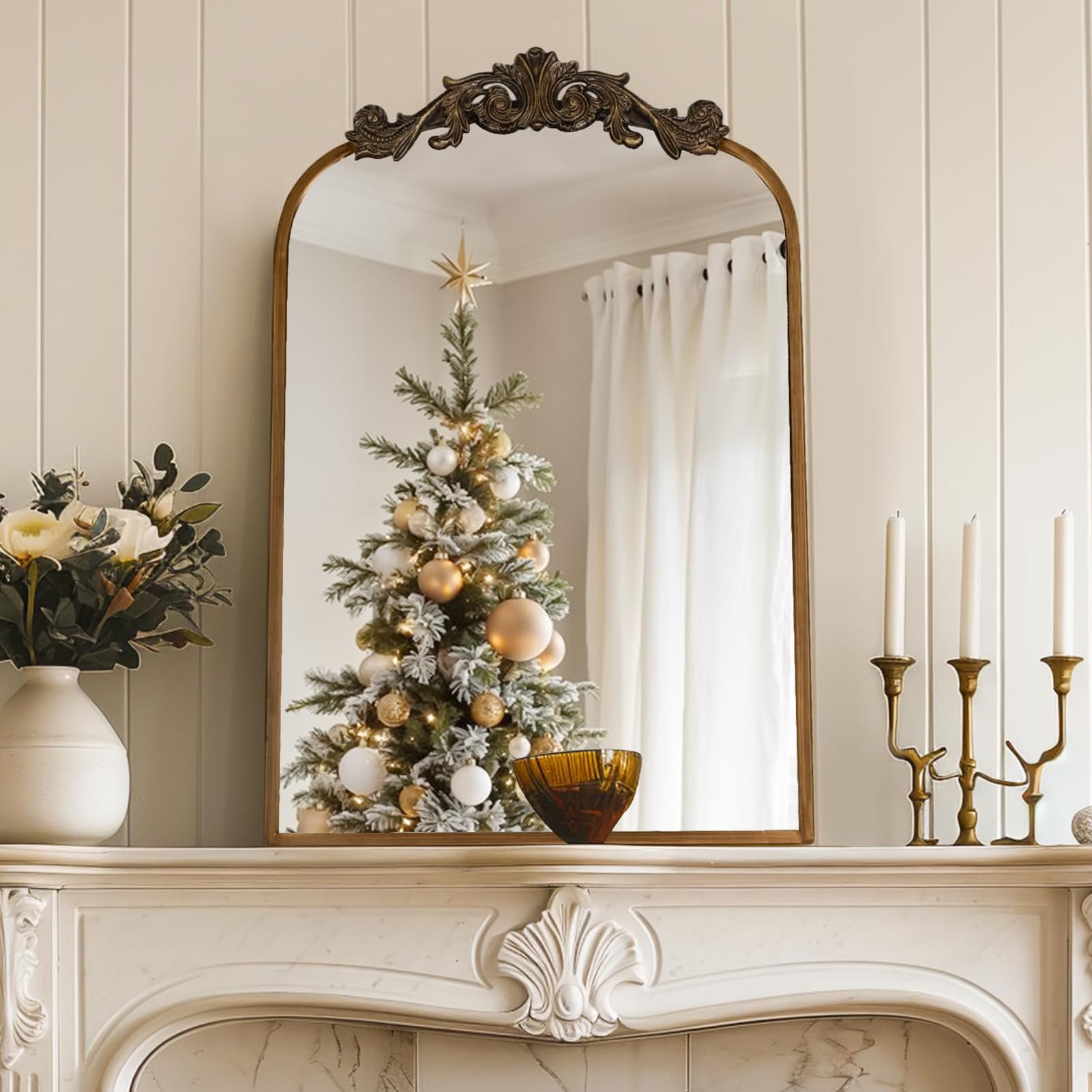 Amazon.com: USHOWER 24" x 36" Gold Vintage Mirror for Wall, Antique ...